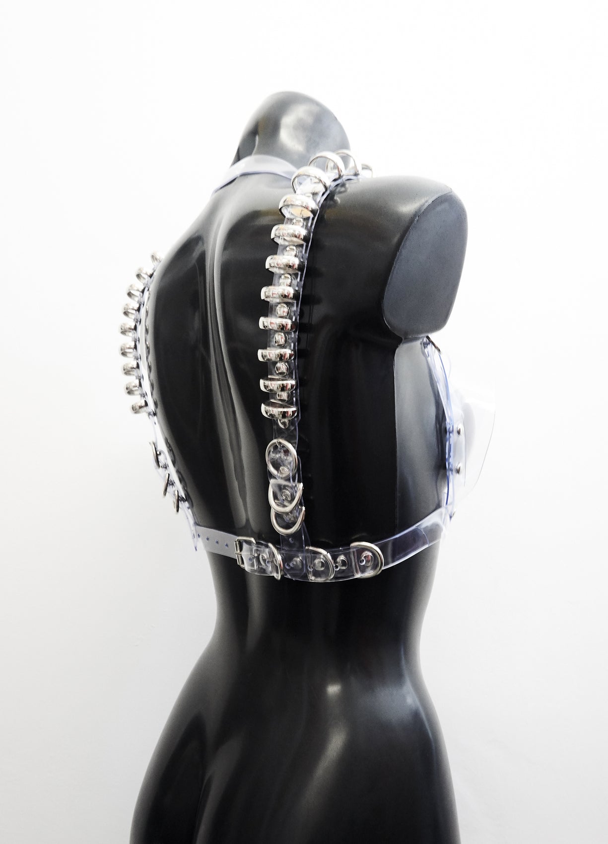 Jivomir Domoustchiev multi ring heart shaped vegan vinyl sculpture bra ️